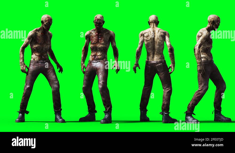 Zombie animation. Phisical motion blur. Realistic green screen 4k ...