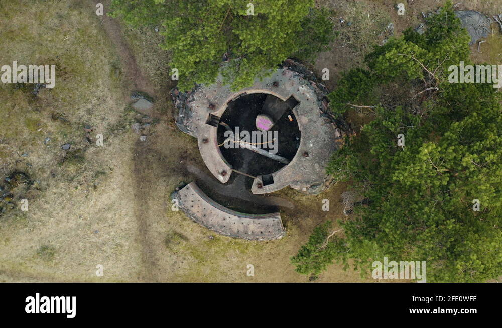 Floating high above the remains of a bunker from World War One with a ...
