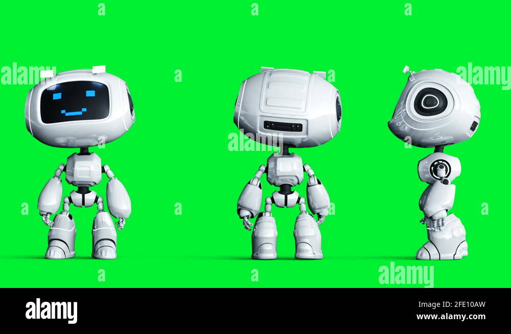 White smiling toy robot animation. Phisical motion blur. Realistic ...