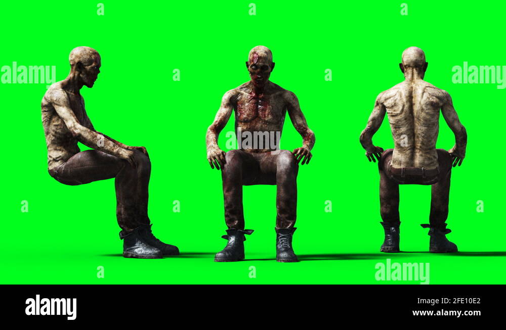 Zombie animation. Phisical motion blur. Realistic green screen 4k ...