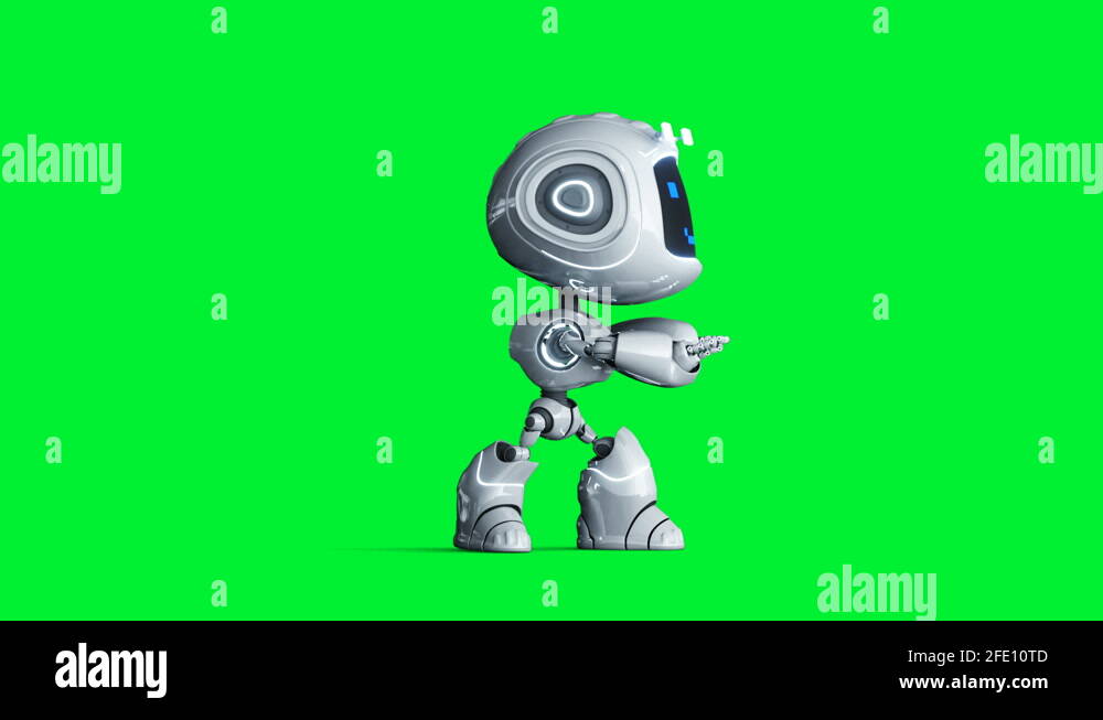 White smiling toy robot animation. Phisical motion blur. Realistic ...
