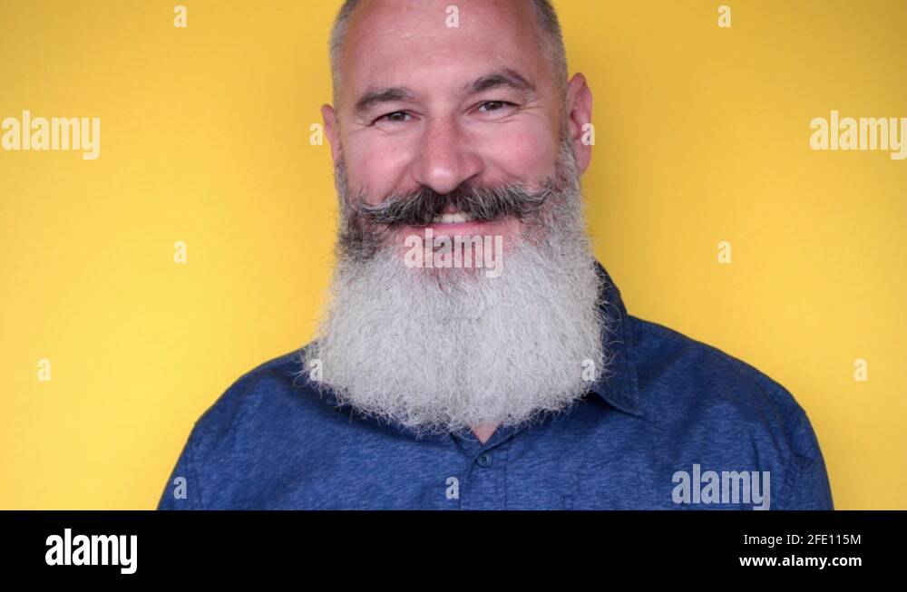 Bearded Mature Man Giving Thumbs Up Smiling Aged Man Showing Thumbs Up