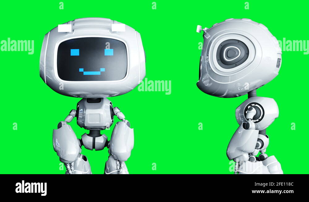 White smiling toy robot animation. Phisical motion blur. Realistic ...