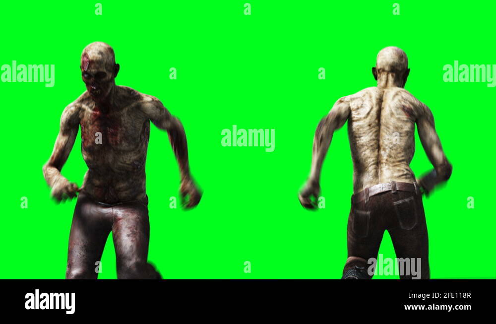 Zombie animation. Phisical motion blur. Realistic green screen 4k ...