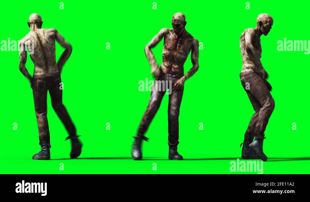 Zombie animation. Phisical motion blur. Realistic green screen 4k ...