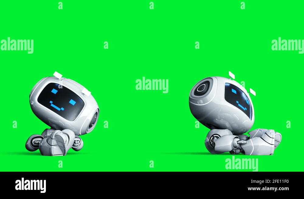 White smiling toy robot animation. Phisical motion blur. Realistic ...