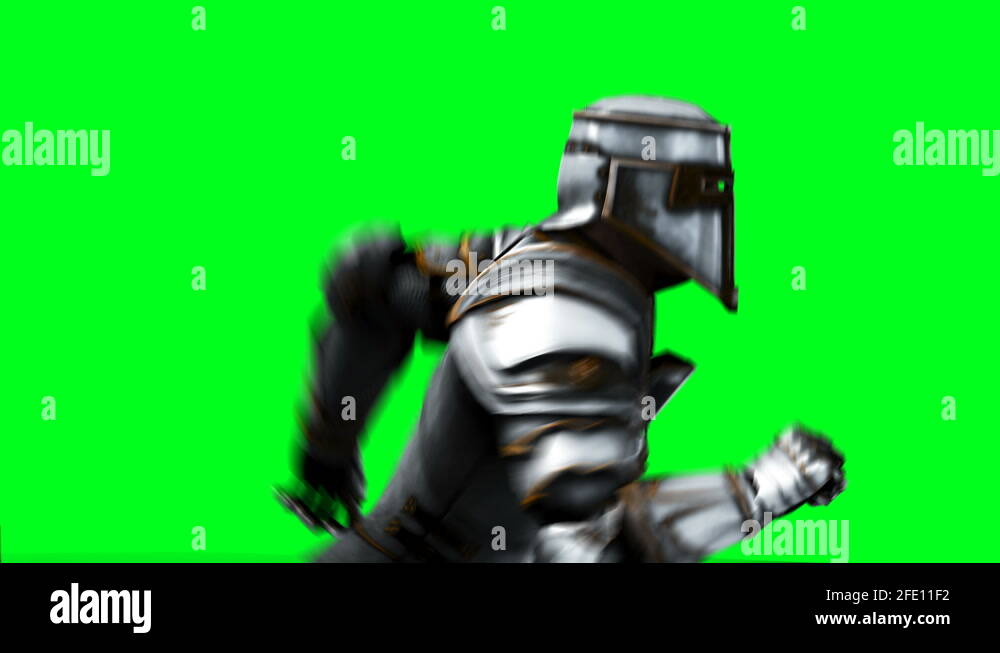 Knight animation. Phisical motion blur. Realistic green screen 4k ...