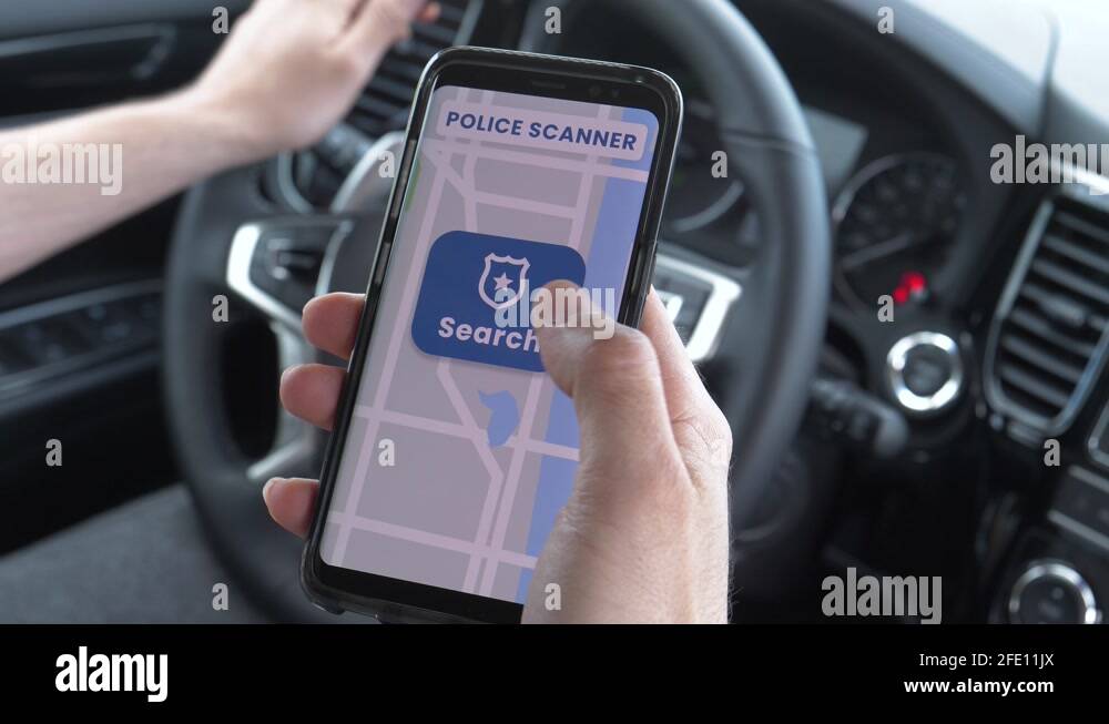 Driver Using a Police Scanner With a Map Inside His Car Stock Video ...