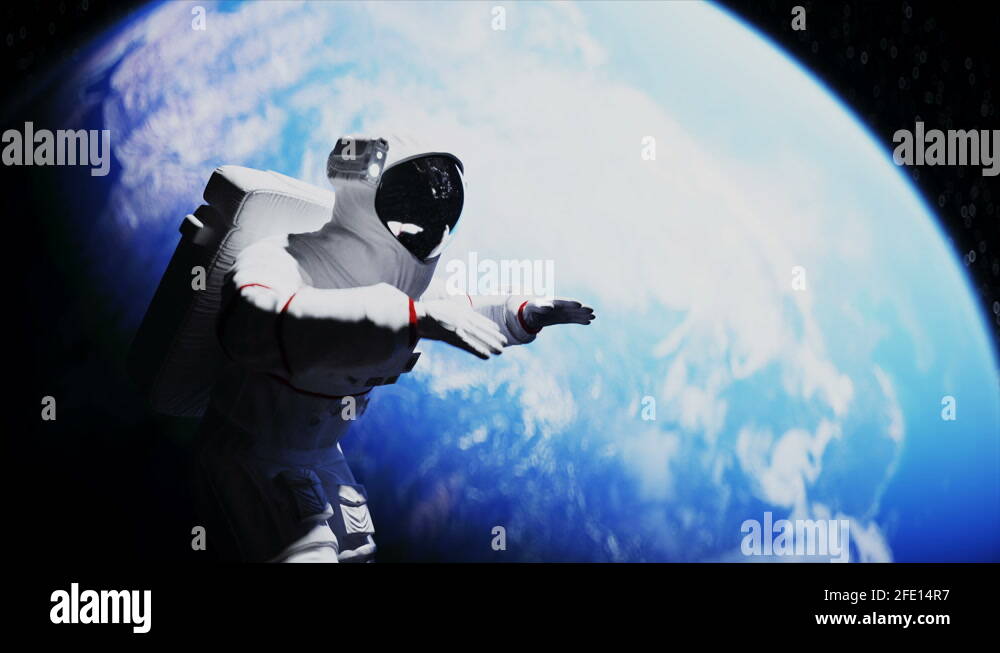 Astronaut levitation in space. Realistic 4k animation Stock Video ...
