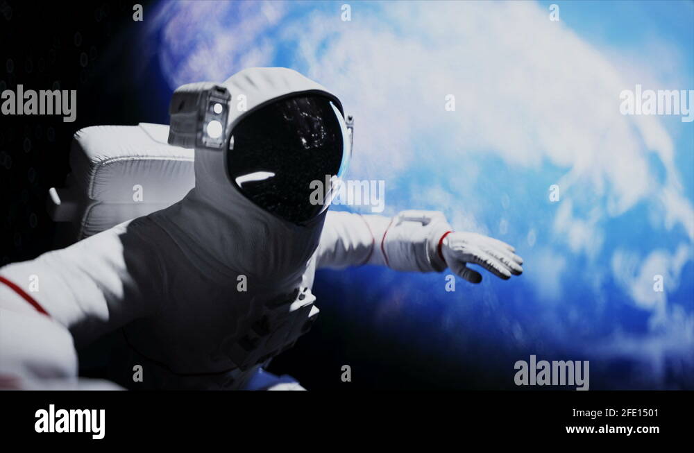 Astronaut levitation in space. Realistic 4k animation Stock Video ...