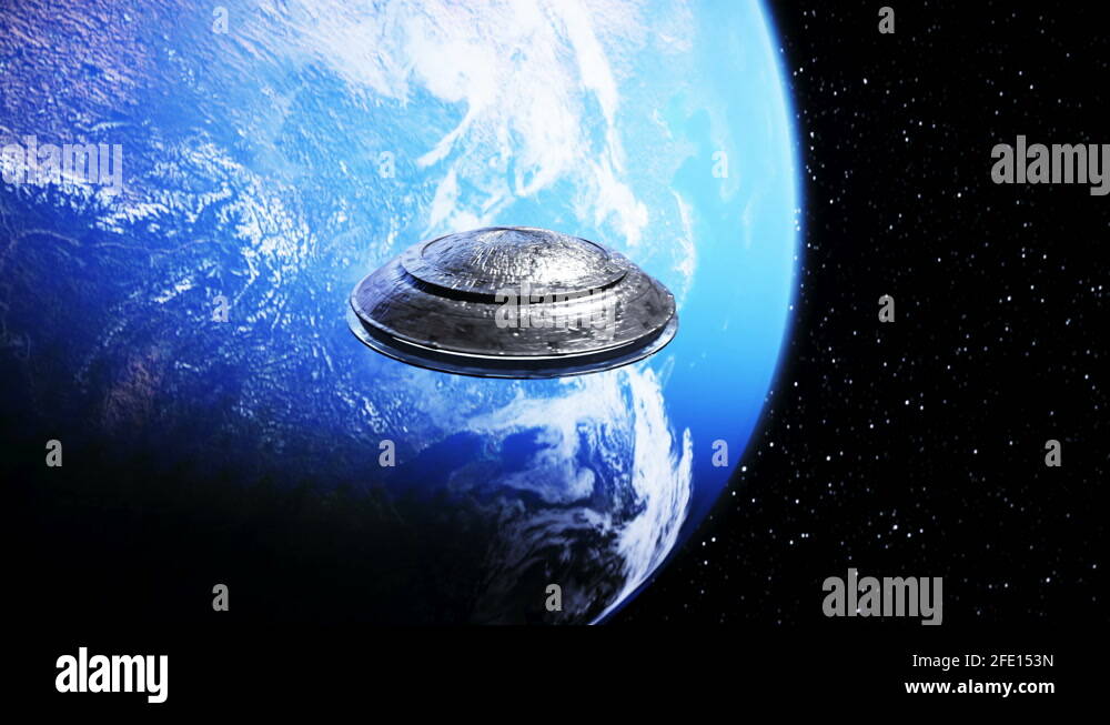 UFO in outer space. Realistic 4k animation Stock Video Footage - Alamy