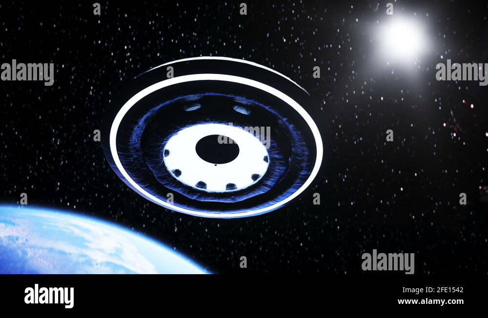 UFO in outer space. Realistic 4k animation Stock Video Footage - Alamy