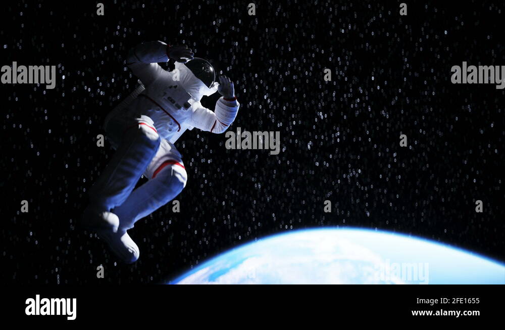 Astronaut levitation in space. Realistic 4k animation Stock Video ...