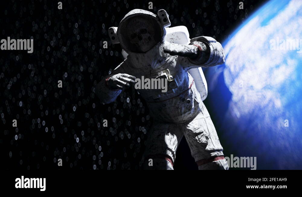 dead astronaut in outer space. Cadaver. 3d rendering Stock Video ...