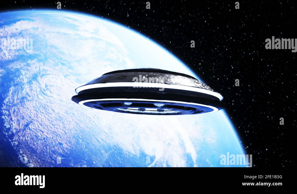 UFO in outer space. Realistic 4k animation Stock Video Footage - Alamy