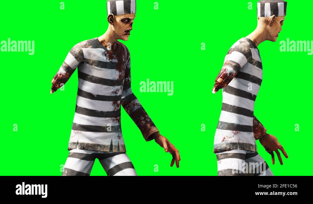 Zombie animation. Phisical motion blur. Realistic green screen 4k ...