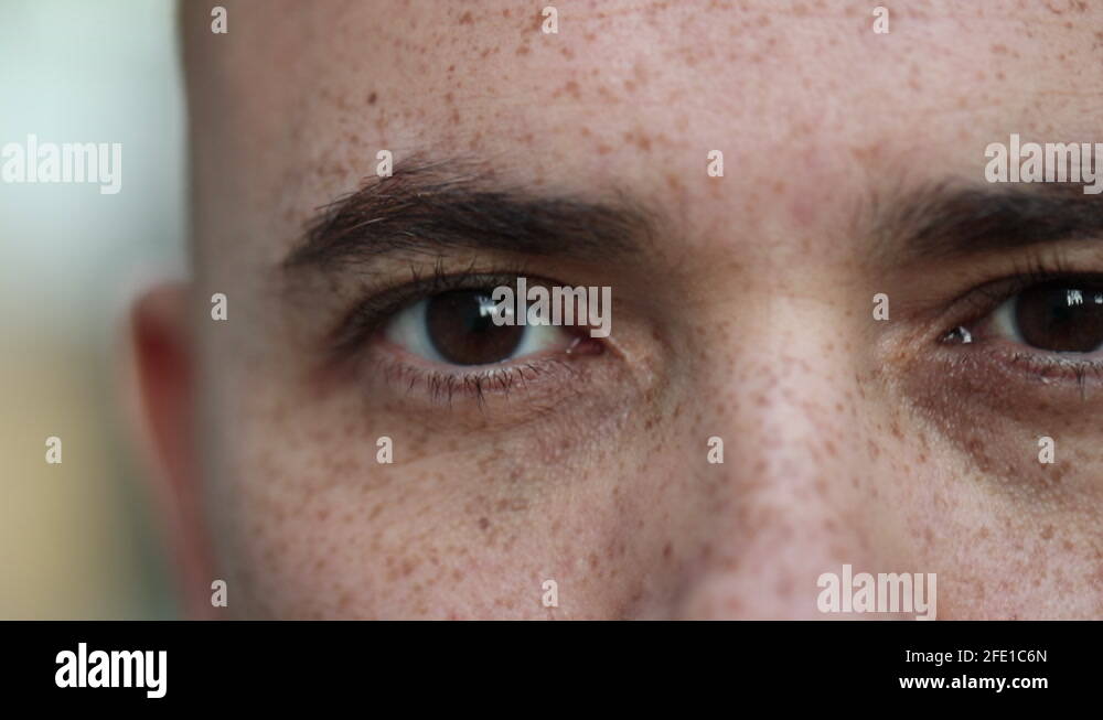 Man face close-up relaxing. Macro portrait of person eyes closing and ...