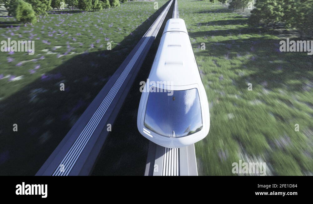 futuristic sci fi monorail train. Concept of future. Futuristic city ...