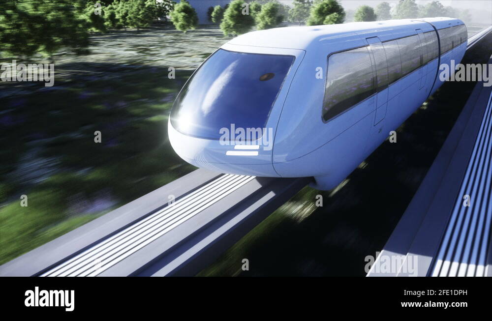 futuristic sci fi monorail train. Concept of future. Futuristic city ...