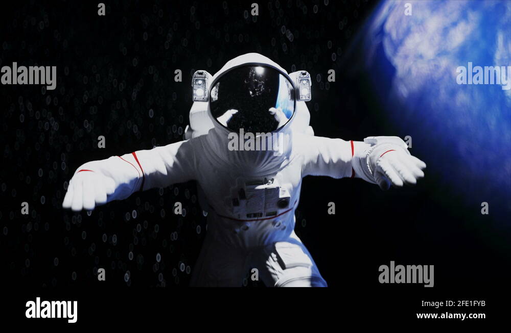Astronaut levitation in space. Realistic 4k animation Stock Video ...