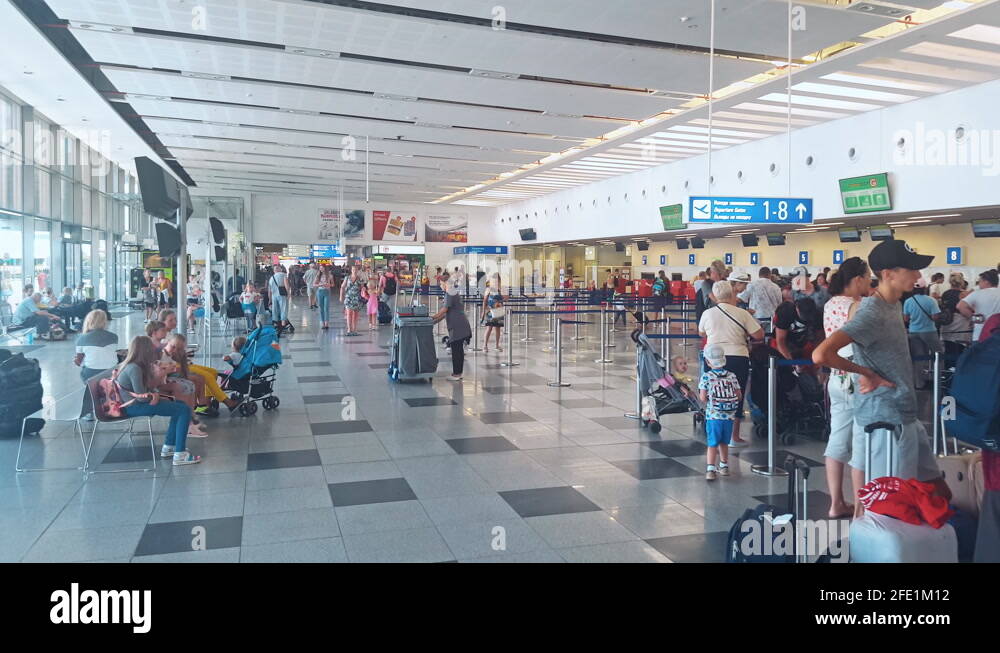 Queue of people waiting at boarding gate at airport Stock Video Footage ...