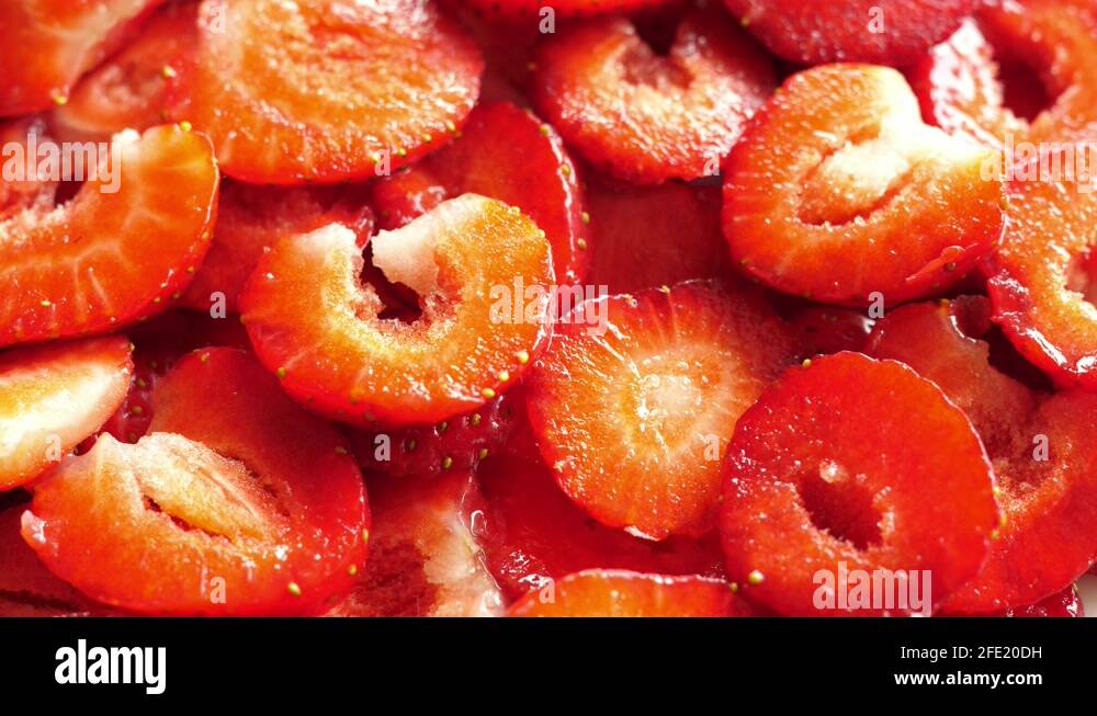 Slice of strawberry sliced strawberries Stock Videos & Footage - HD and ...
