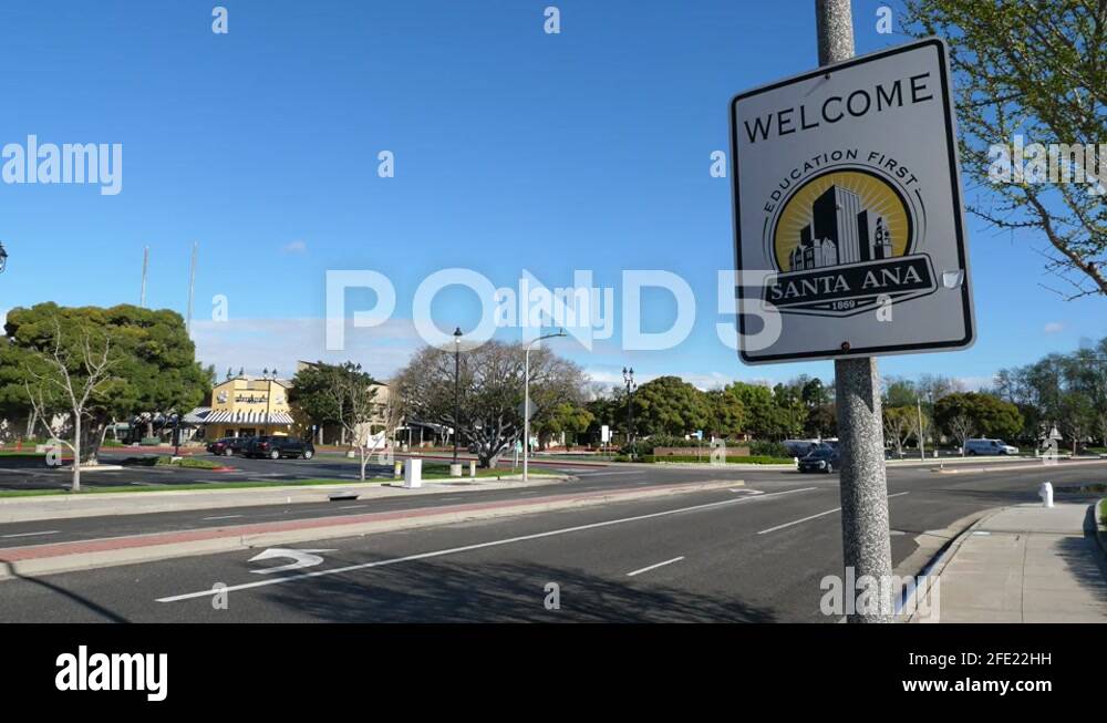 Santa Ana Welcome Sign with car driving by Stock Video Footage - Alamy