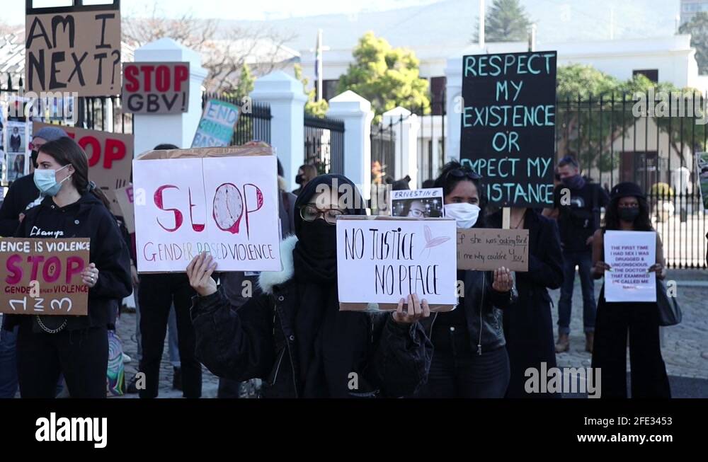 Anti Gender Based Violence protest at South Africa's parliament Stock ...