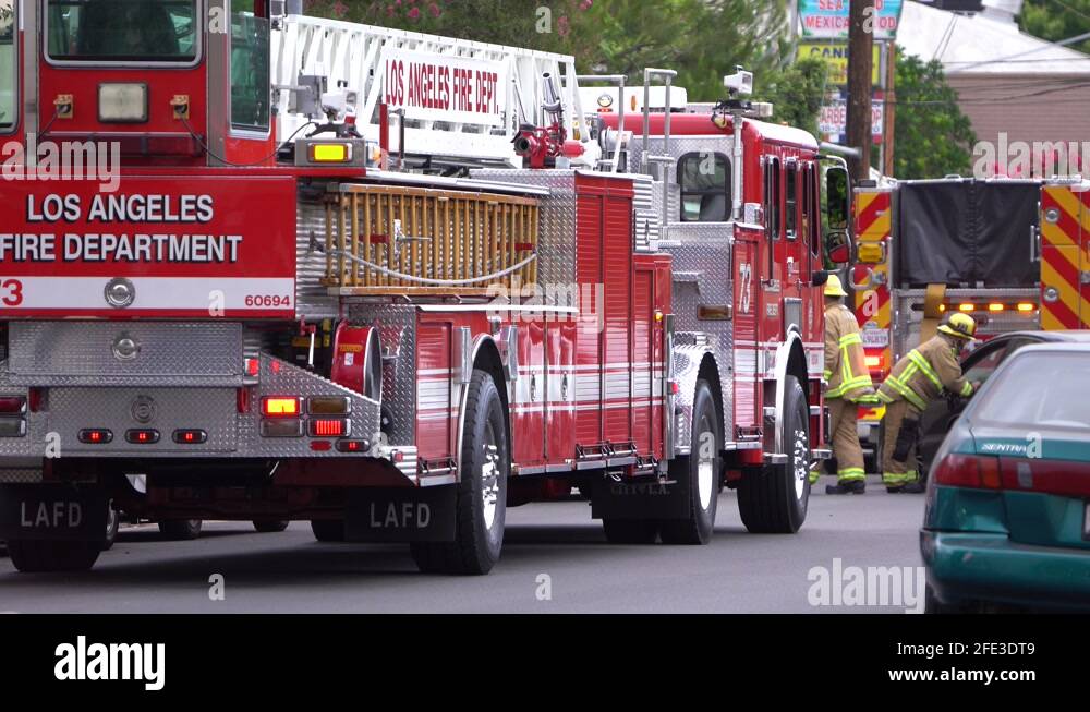 fire trucks arriving on scene Stock Video Footage - Alamy
