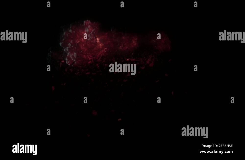 3D special effect, animation of building explosion produce debris ...