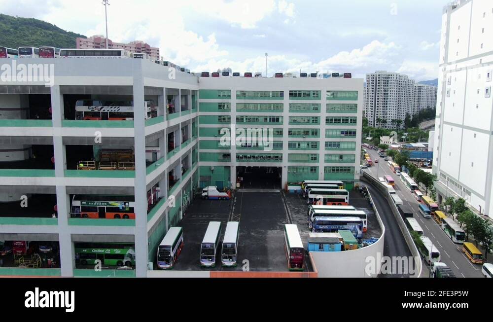 Hong Kong multilevel double decker Citybus depot and terminal in ...