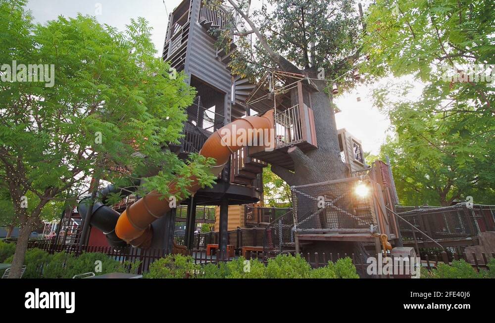 Playground of Downtown Container Park at Downtown Las Vegas Stock Video ...