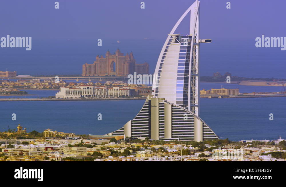 A mesmerizing detailed aerial view of Burj al Arab with the Palm Island ...