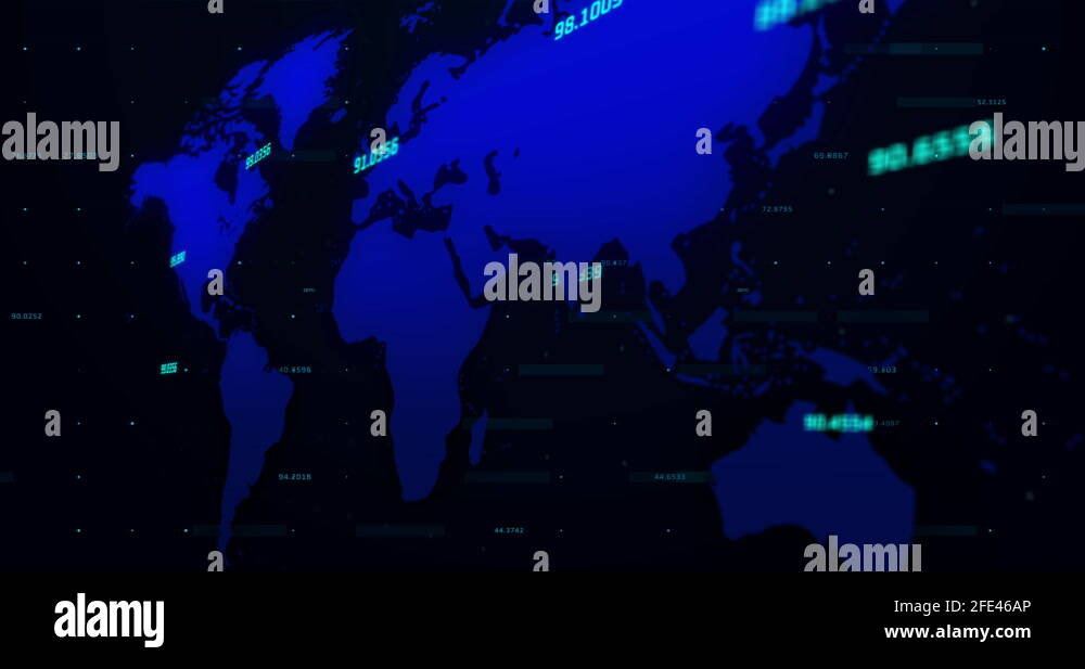 Numbers rising against world map in background Stock Video Footage - Alamy