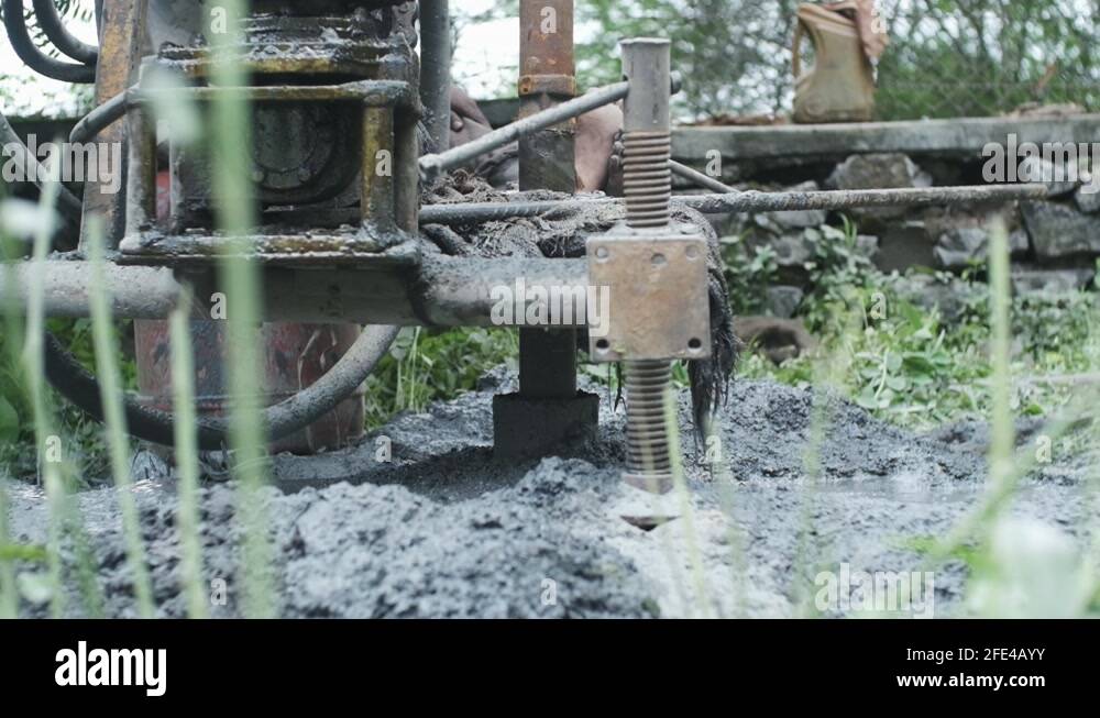 The moment bore well digging machine hits water table water bursts out ...