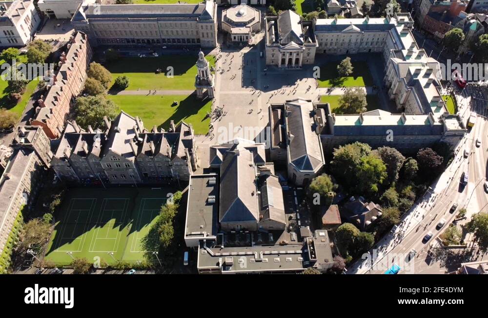 Trinity College, Dublin the capital of Ireland, aerial view of the ...