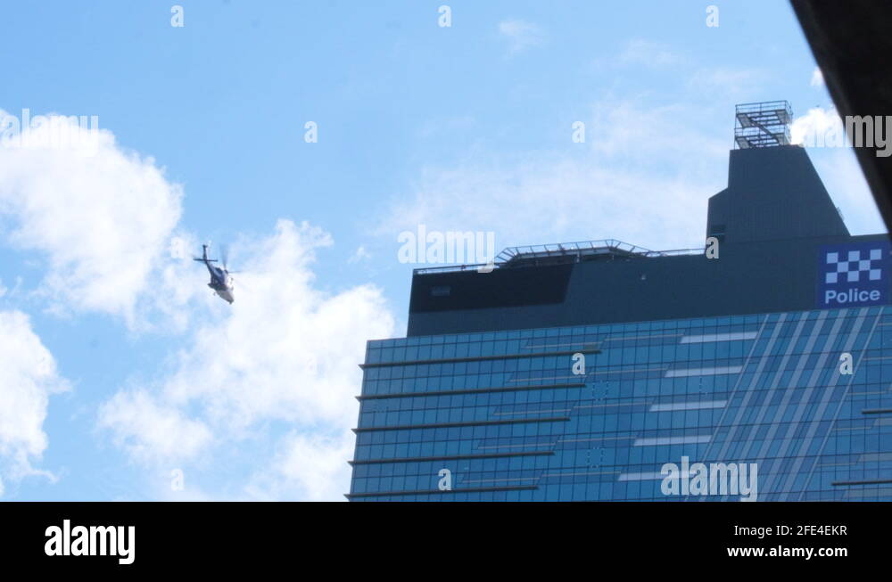 Police helicopter take off from police building Stock Video Footage - Alamy