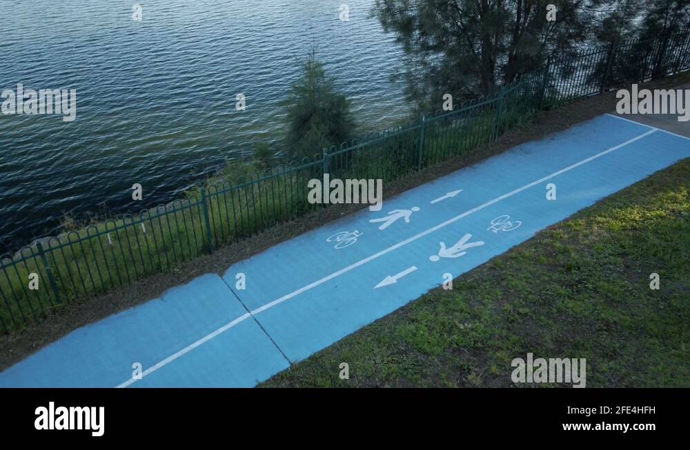 Static shot of shared space between pedestrians and cyclists road sign ...