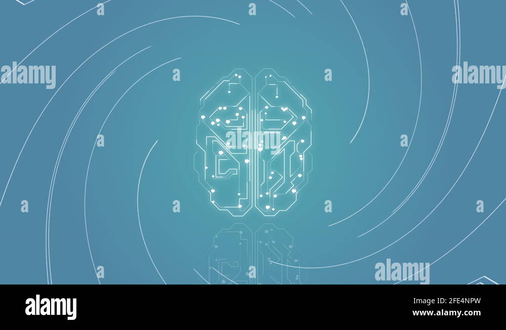 4k video of artificial intelligence brain animation, data mining ...