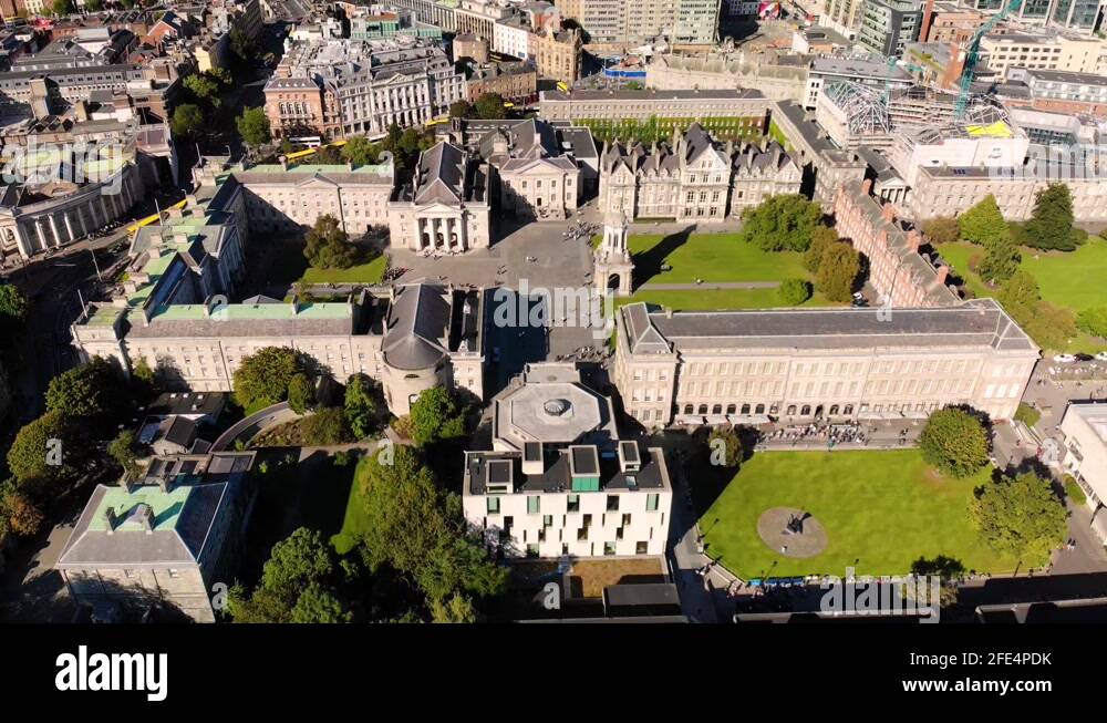 Trinity College, Dublin the capital of Ireland, aerial view of the ...