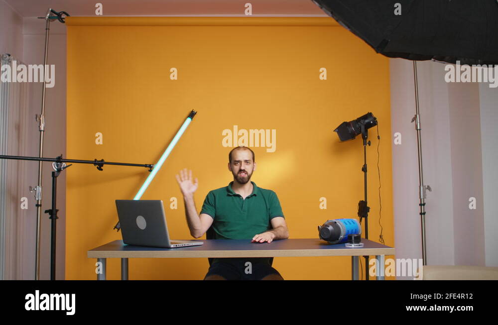 Happy famous content creator Stock Video Footage - Alamy