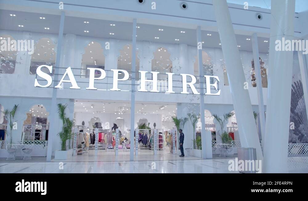 Security guard outside a huge outlet of Sapphire at Packages mall in ...