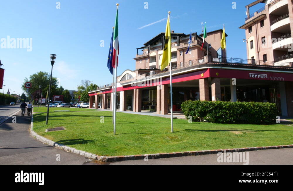 Maranello, Italy, the Ferrari flagship store Stock Video Footage - Alamy