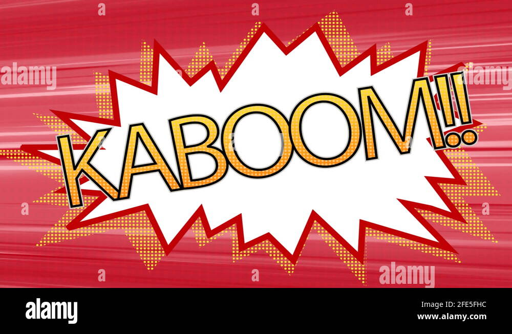 Animation of vintage comic cartoon speech bubble with KABOOM!! text on ...