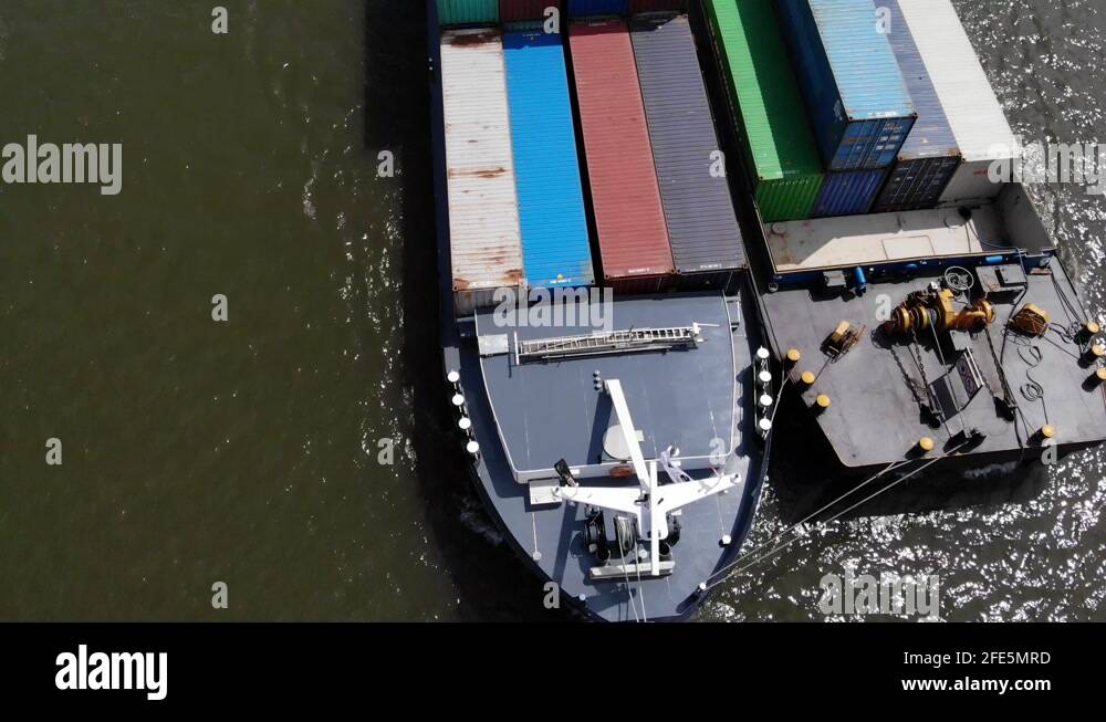 two barges attached to each other sailing on dutch waterway Stock Video ...