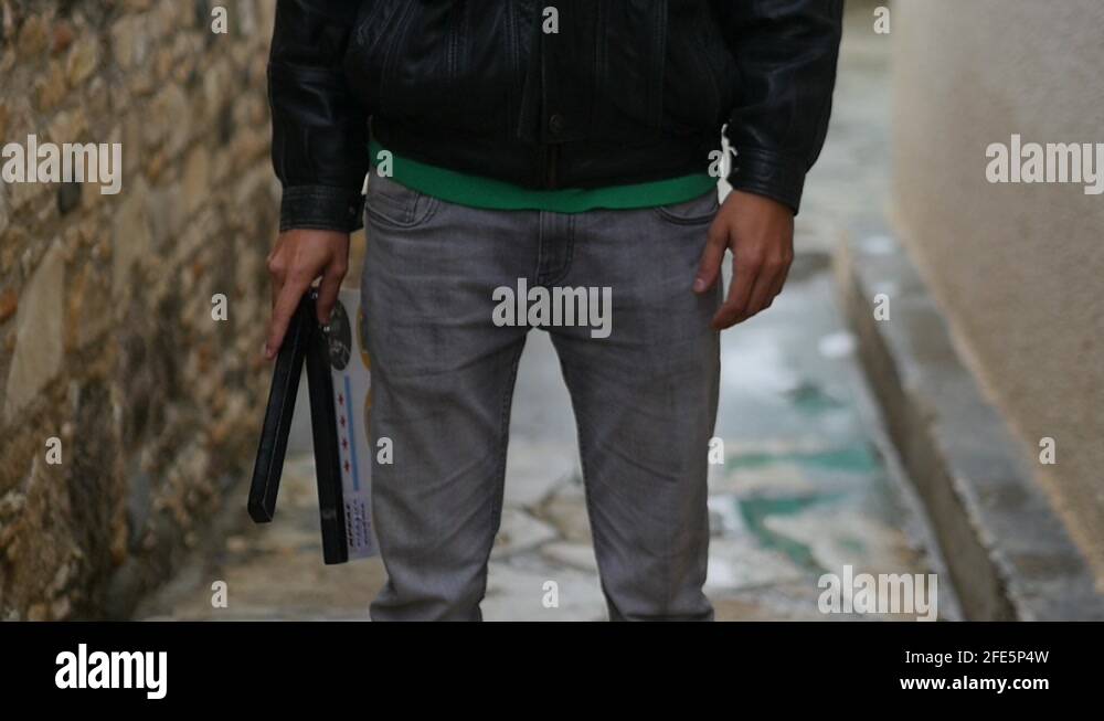 Blank Customizable Clapper Board Being Held Up And Clapped By Male ...