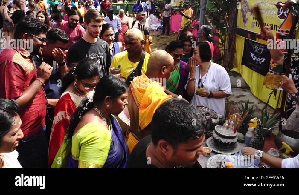 Ritual praying at vipasana stall during Thaipusam Stock Video Footage ...