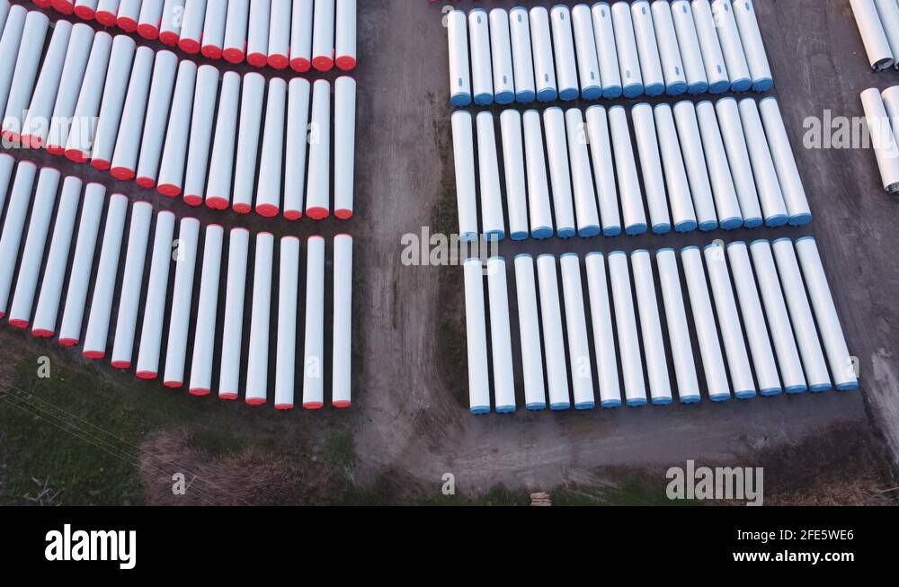 Components Of Wind Turbine Towers Laying On The Ground Of A Windmill ...
