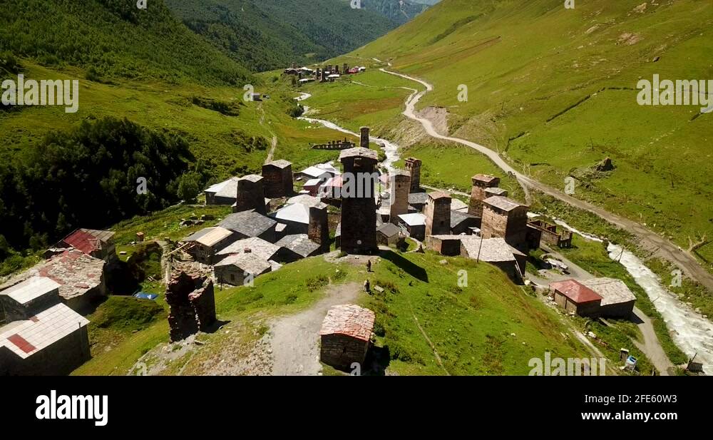Ancient UNESCO Historical Old Village Landscape Of Ushguli With Medival ...