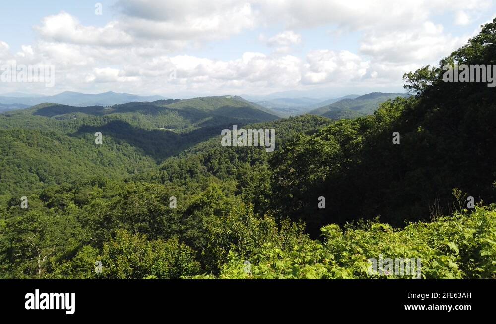Spectacular panoramic long-range views of blue ridge mountain ranges ...
